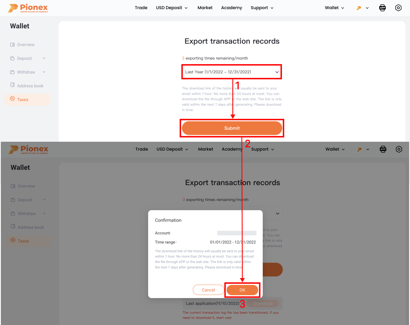 How to Export Transaction History on Pionex.US Web – Pionex US Help Center