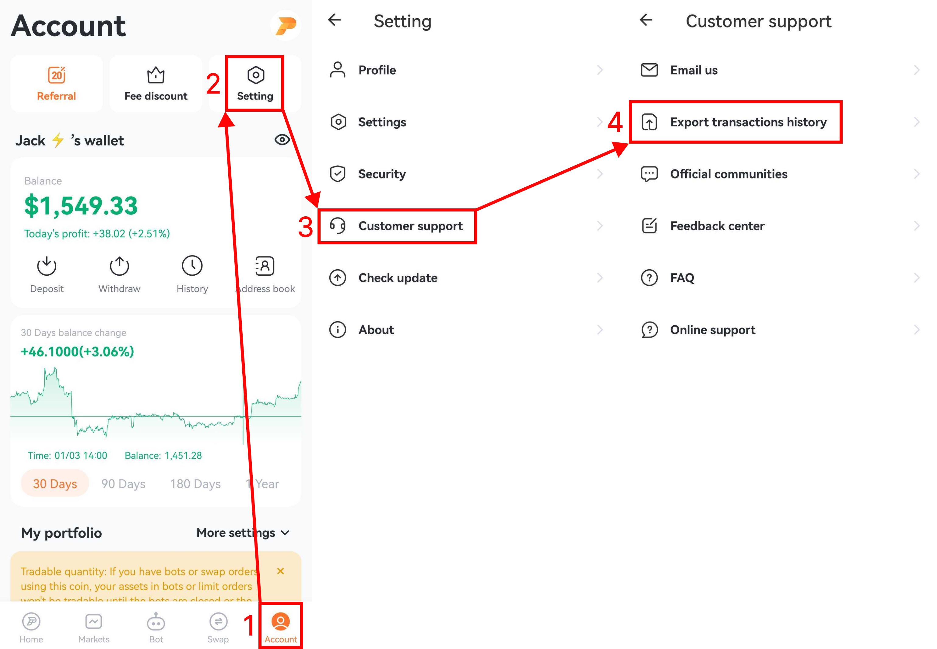 How to Export Transaction History on Pionex.US App – Pionex US Help Center
