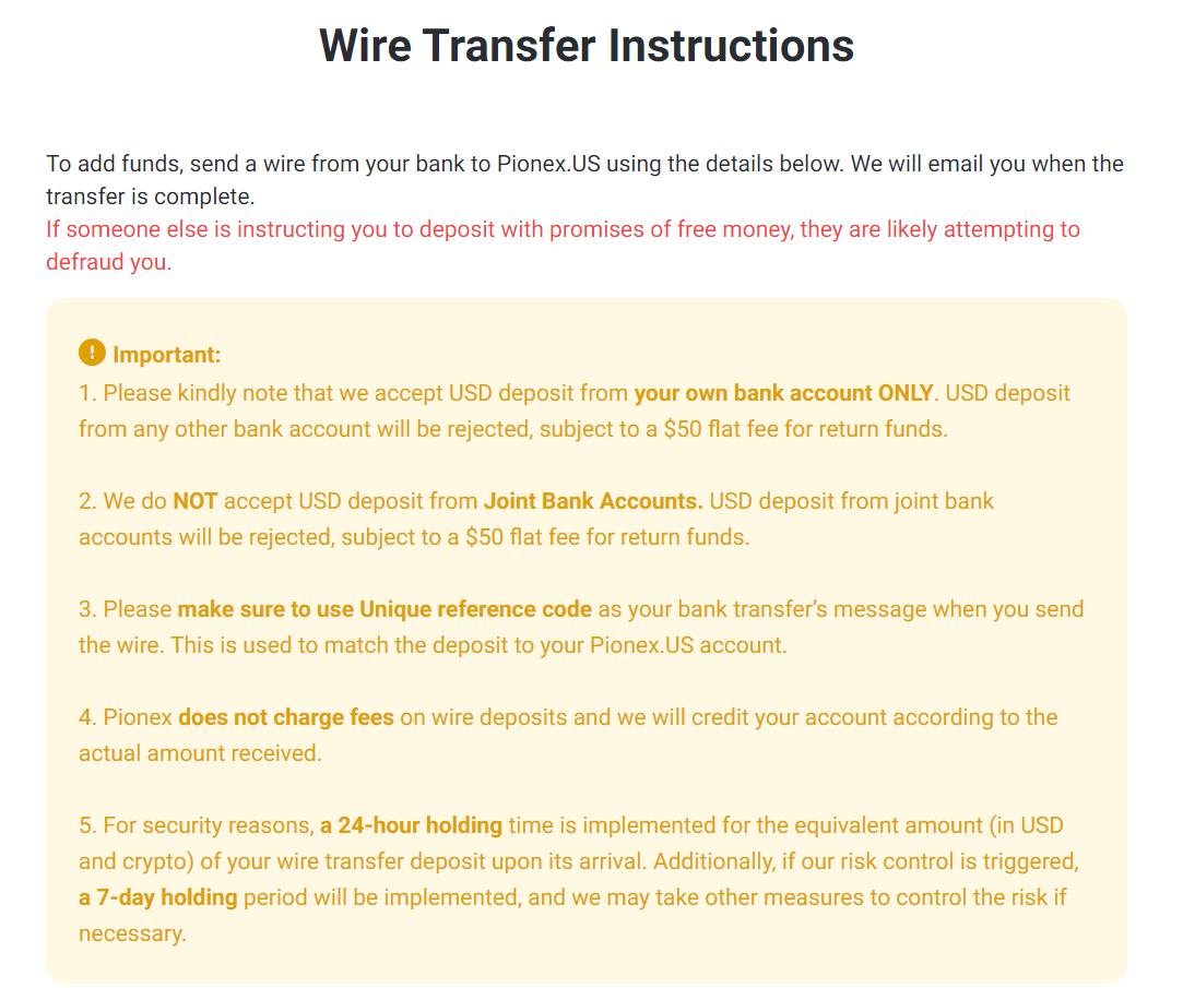 How to Deposit USD via Wire Transfer – Pionex US Help Center