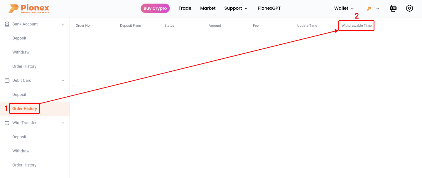 Check the "Withdrawable Time" of the Debit Card deposit – Pionex US ...