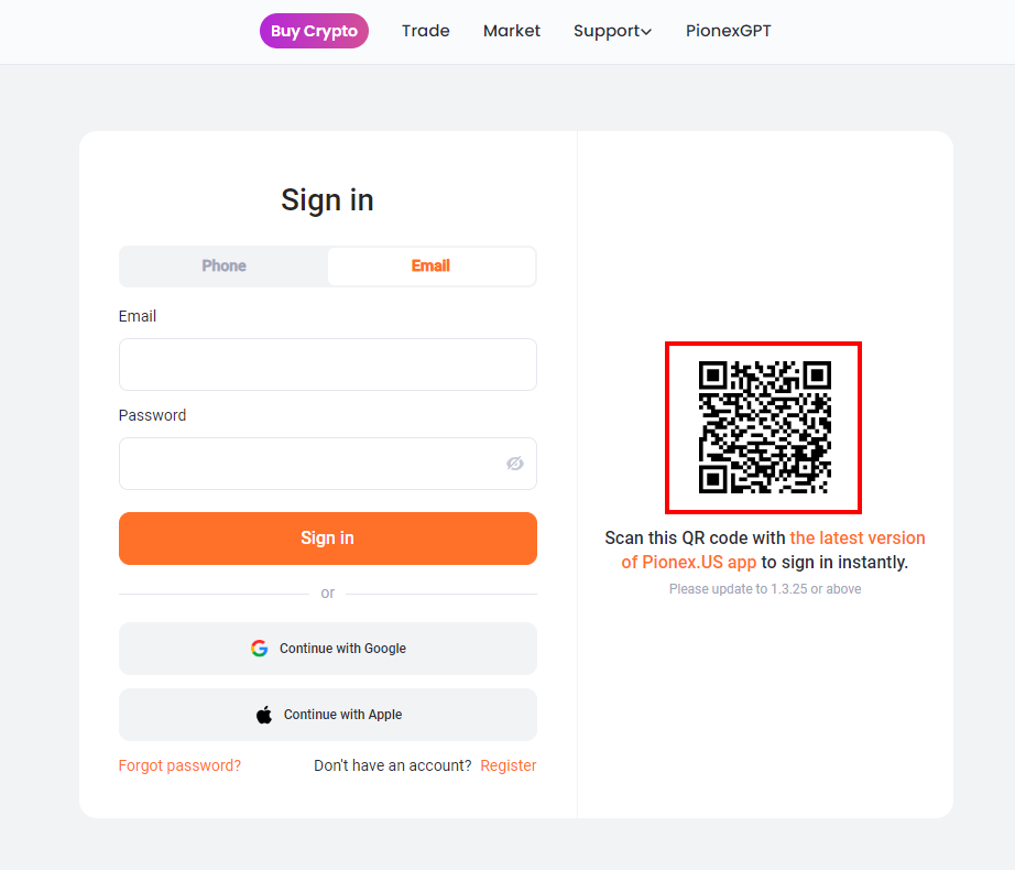 How to Sign in via QR Code – Pionex US Help Center