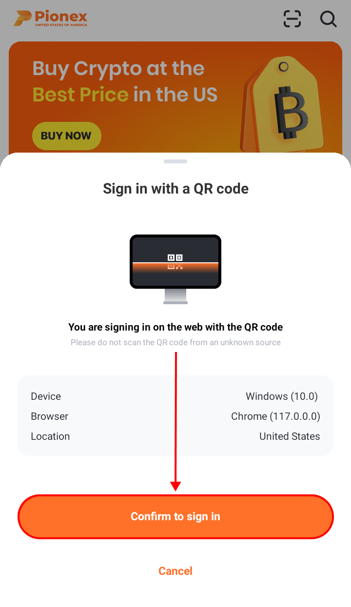 How to Sign in via QR Code – Pionex US Help Center