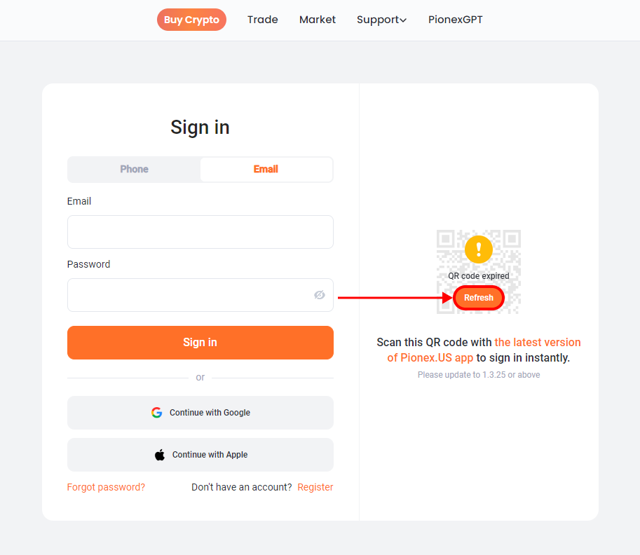How to Sign in via QR Code – Pionex US Help Center